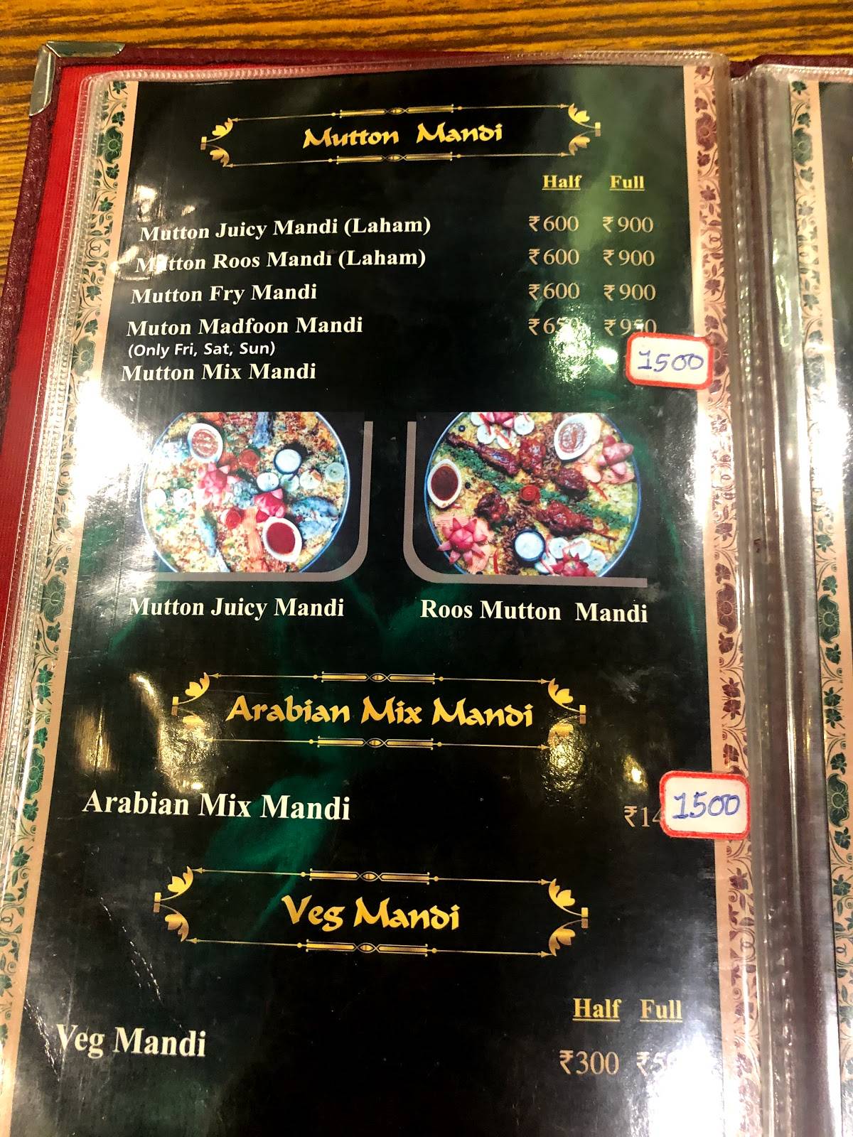 Menu at Aazebo-The Royal Arabian Restaurant, Hyderabad, 1-90/2/A