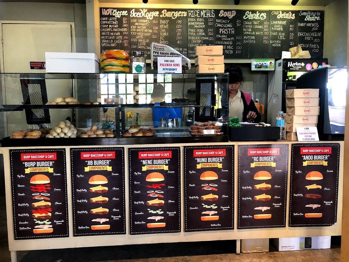 Menu at Burp Bakeshop and Cafe, Narra