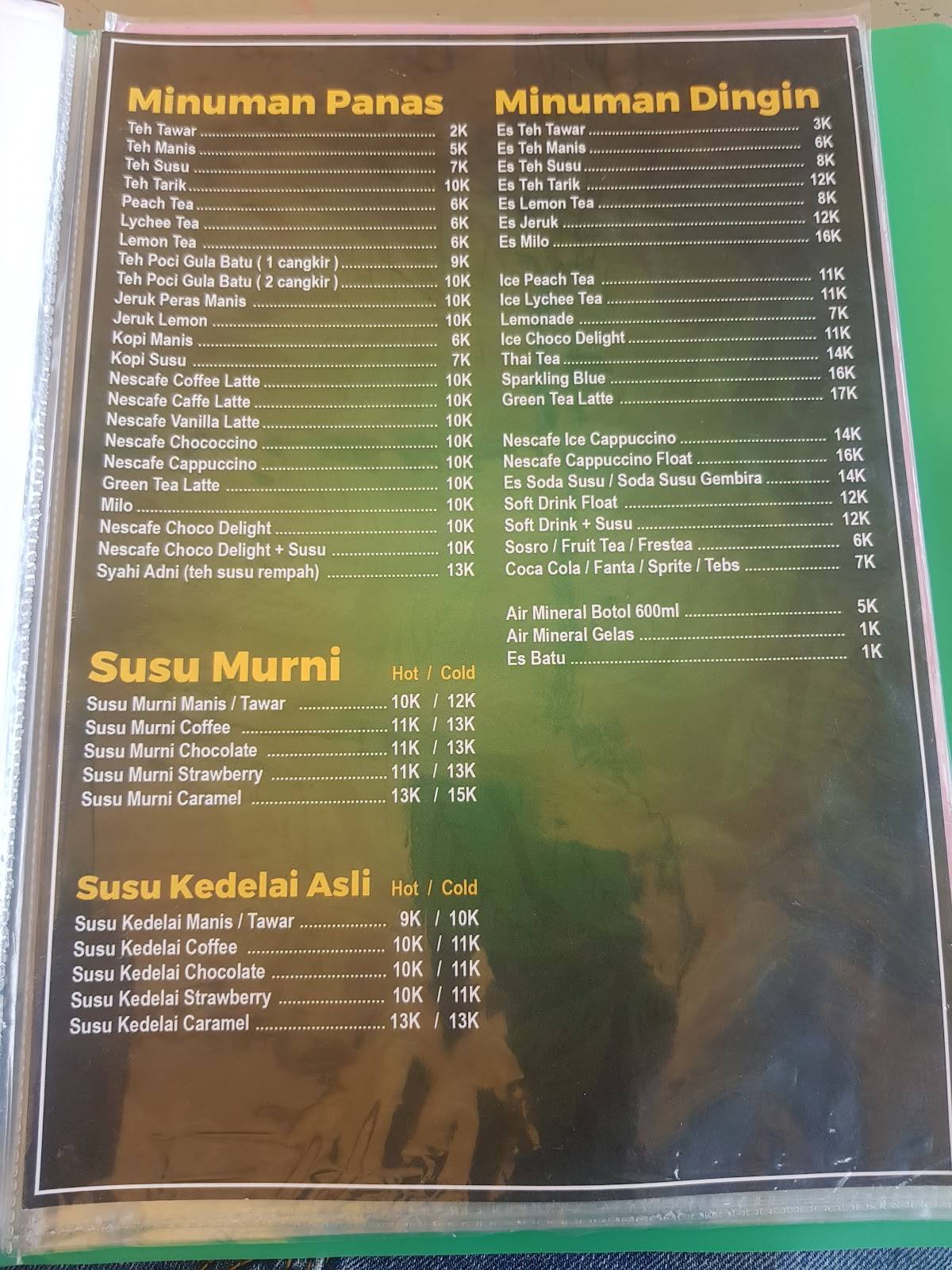 Menu at Kedai Selasih cafe, Bandung, Jl. Cikutra Baru VI No.34