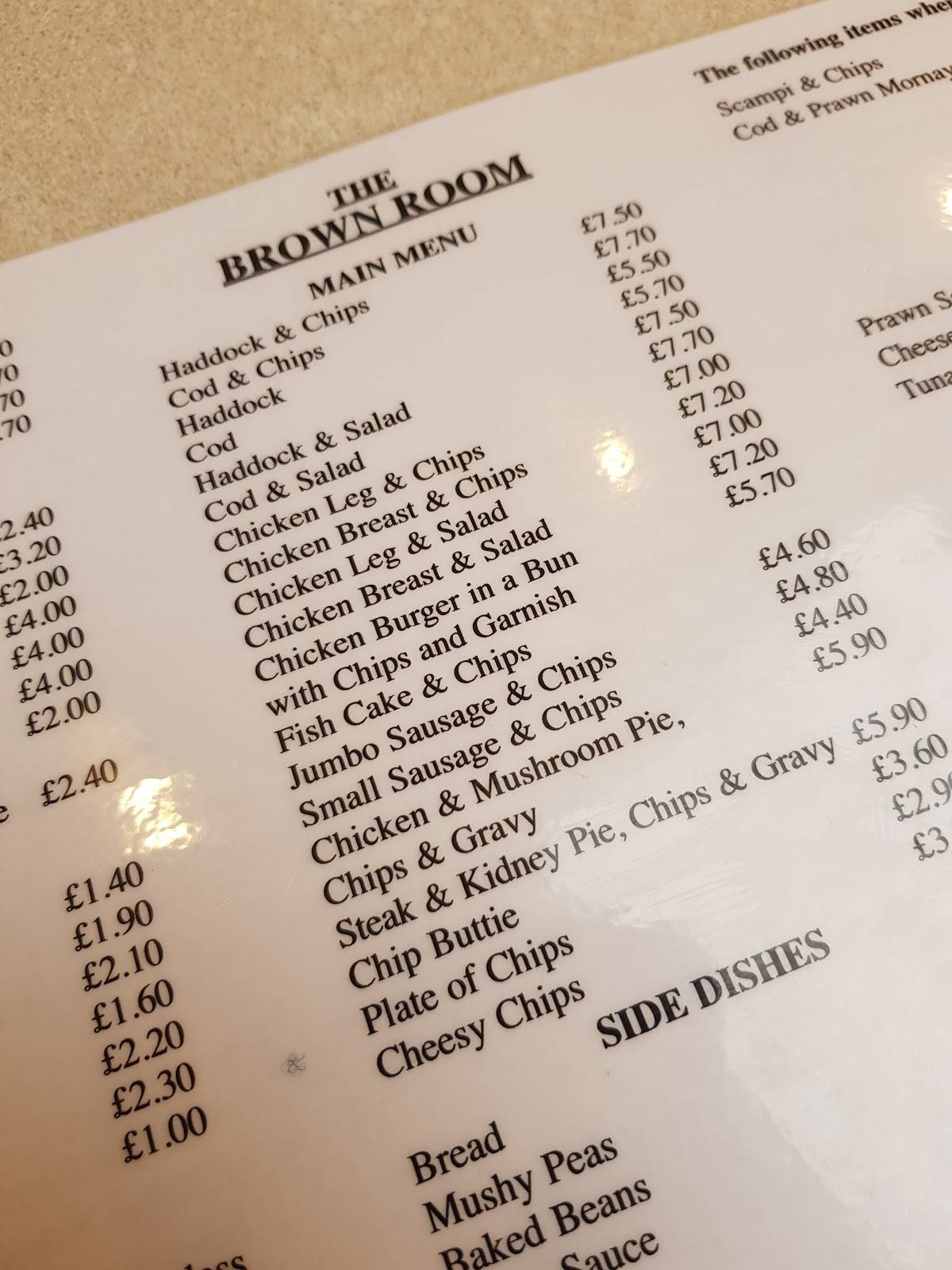 Menu at The Brown Room cafe, Filey