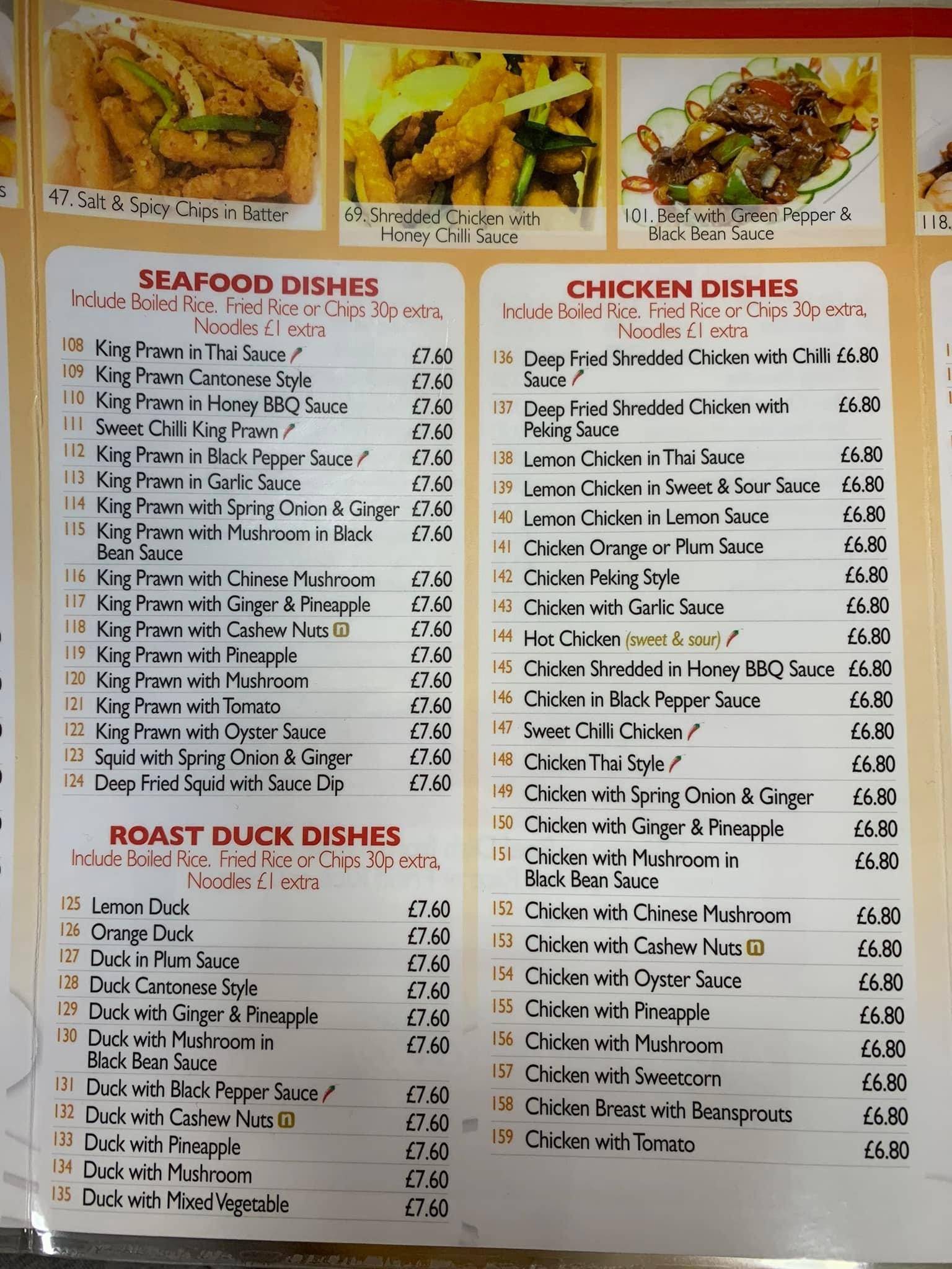 Menu at Fei Wong restaurant, Greenock
