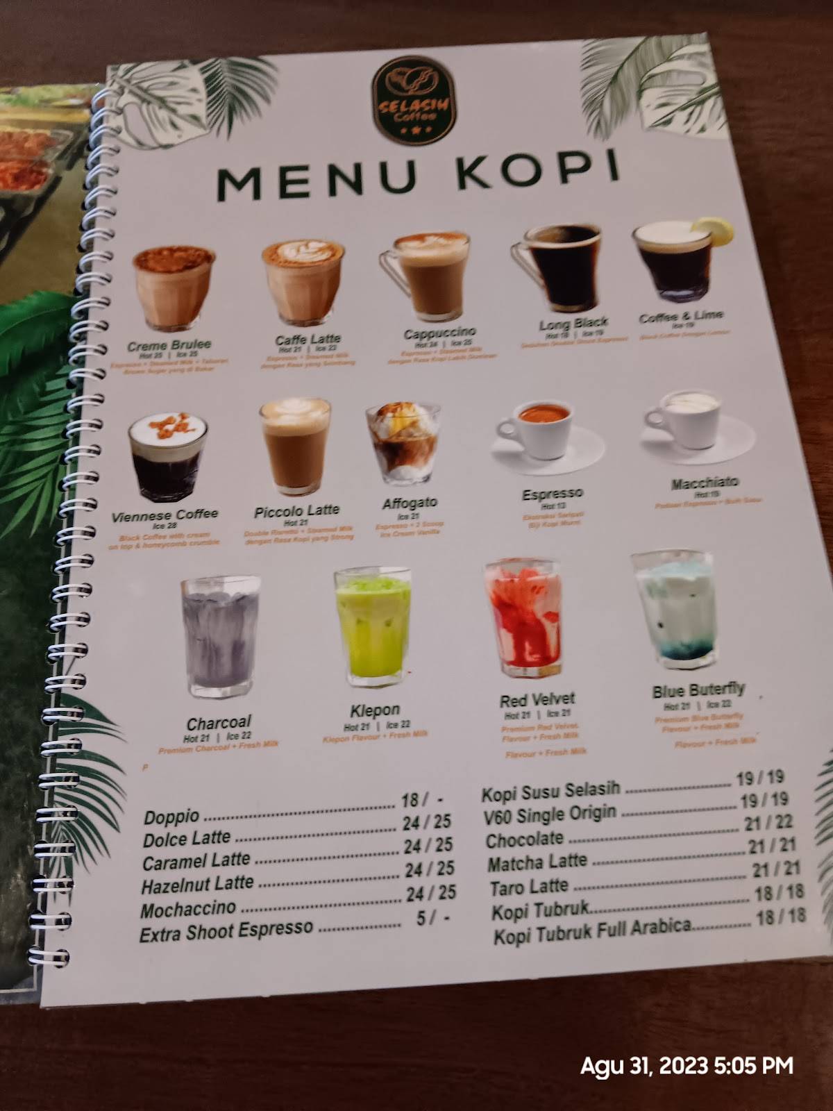 Menu at Kedai Selasih cafe, Bandung, Jl. Cikutra Baru VI No.34