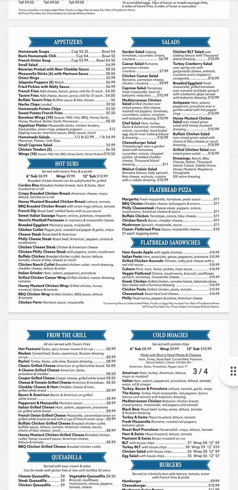 Menu at Lake Wally Cafe, Hawley