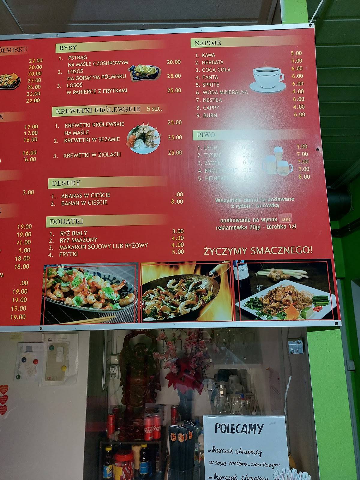 Menu at Mistrz Azja restaurant, Piaseczno