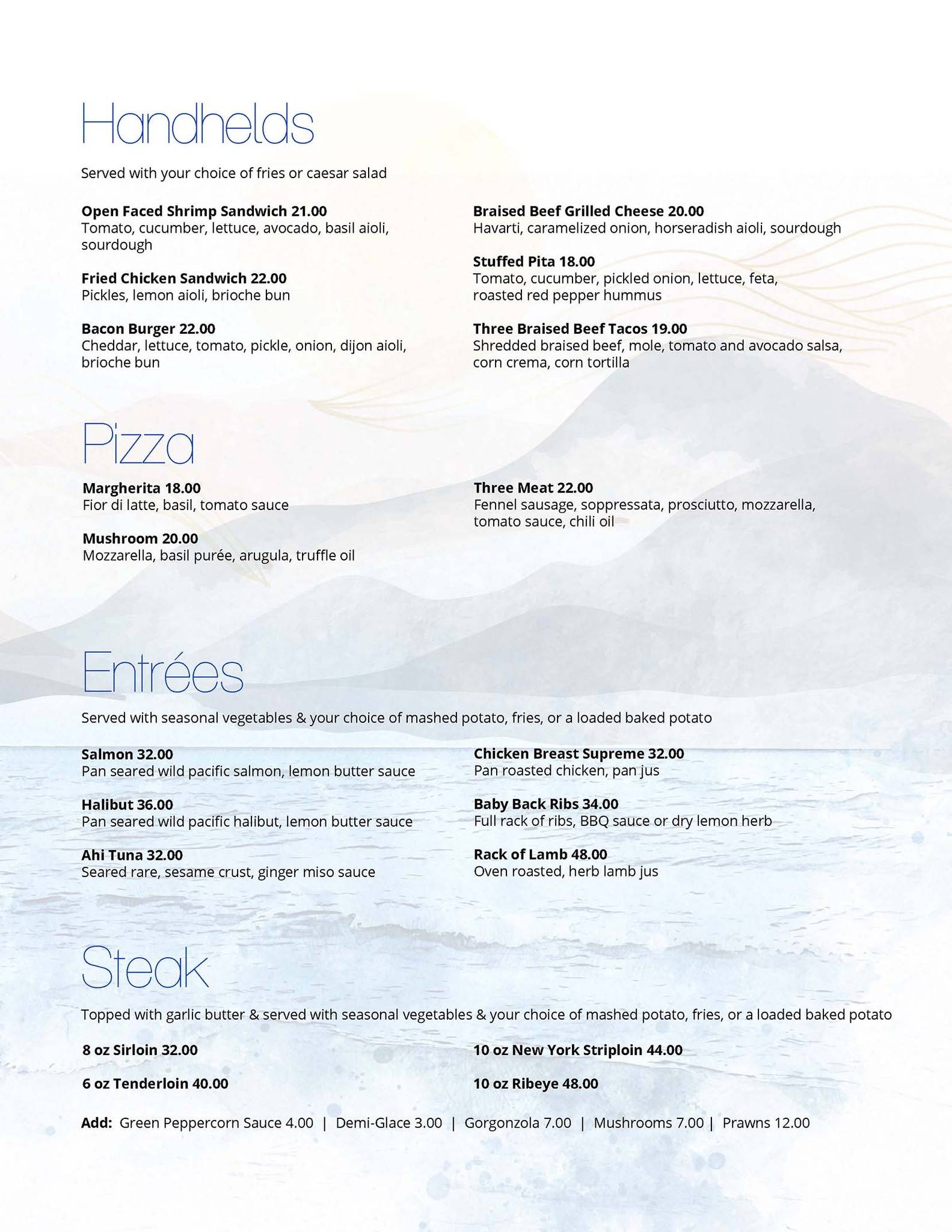 Menu at Hooded Merganser Restaurant, Penticton