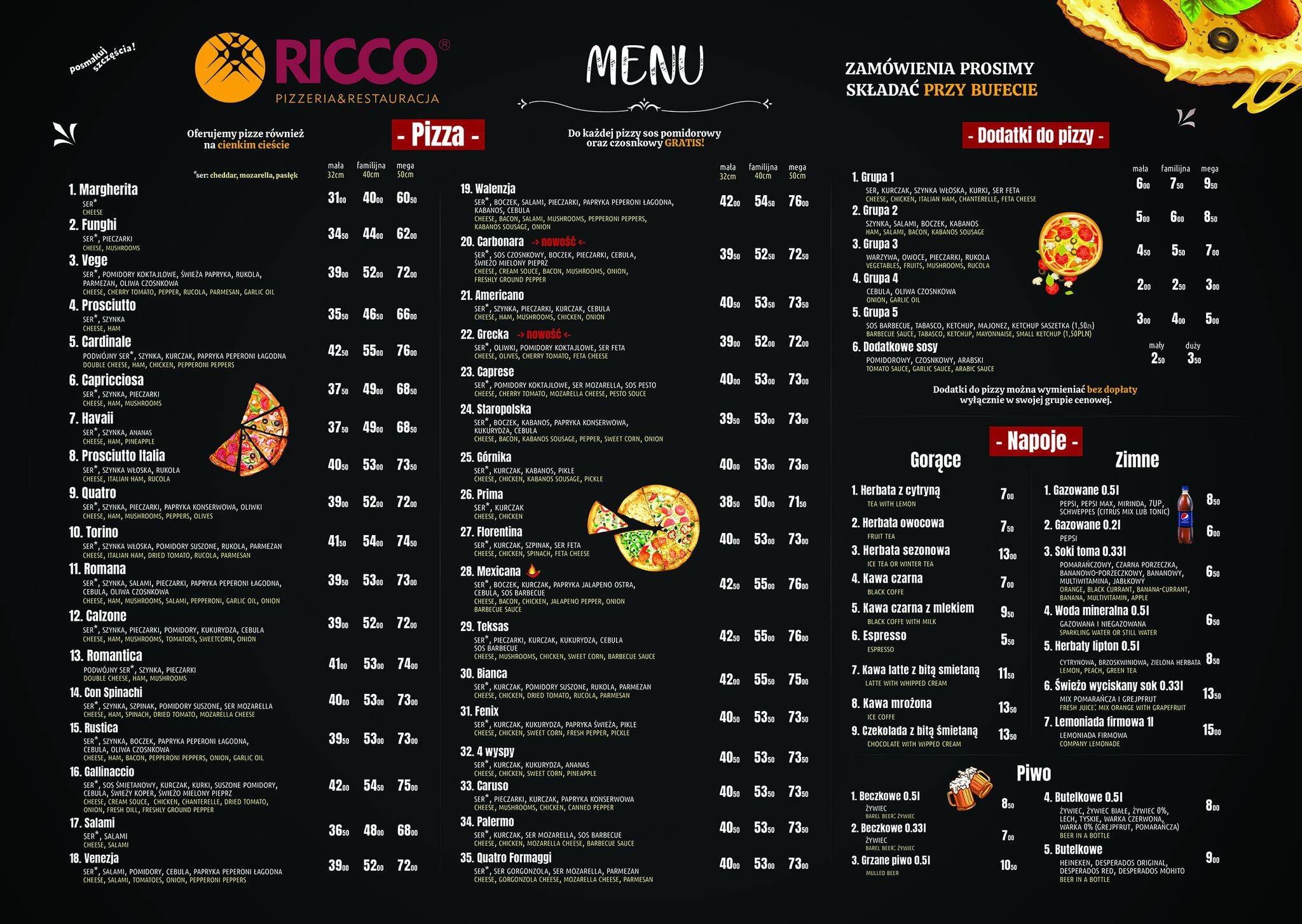 Menu at Pizzeria & Restauracja RICCO, Pajęczno