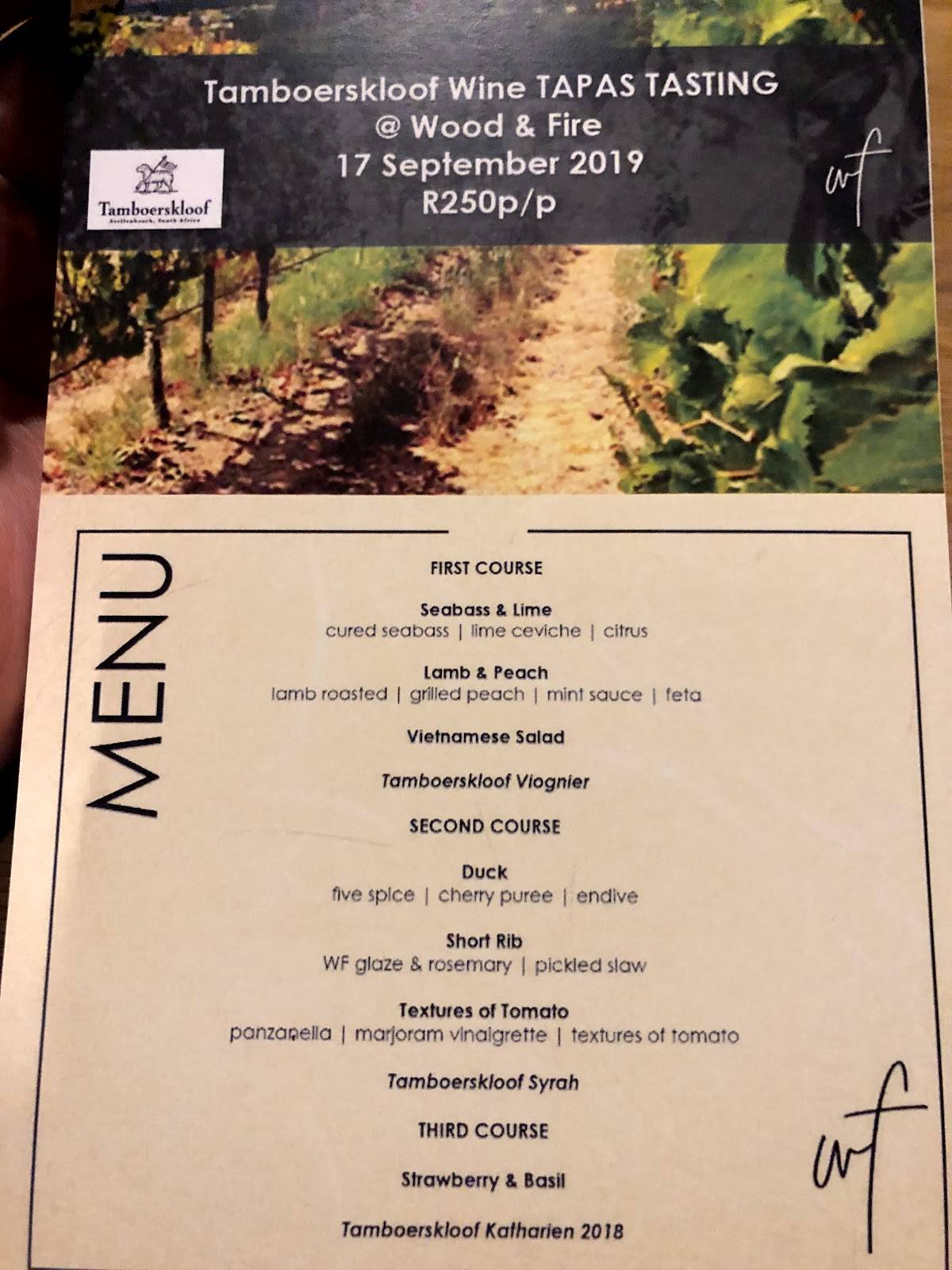 Menu at Wood & Fire restaurant, Pretoria, Veale St