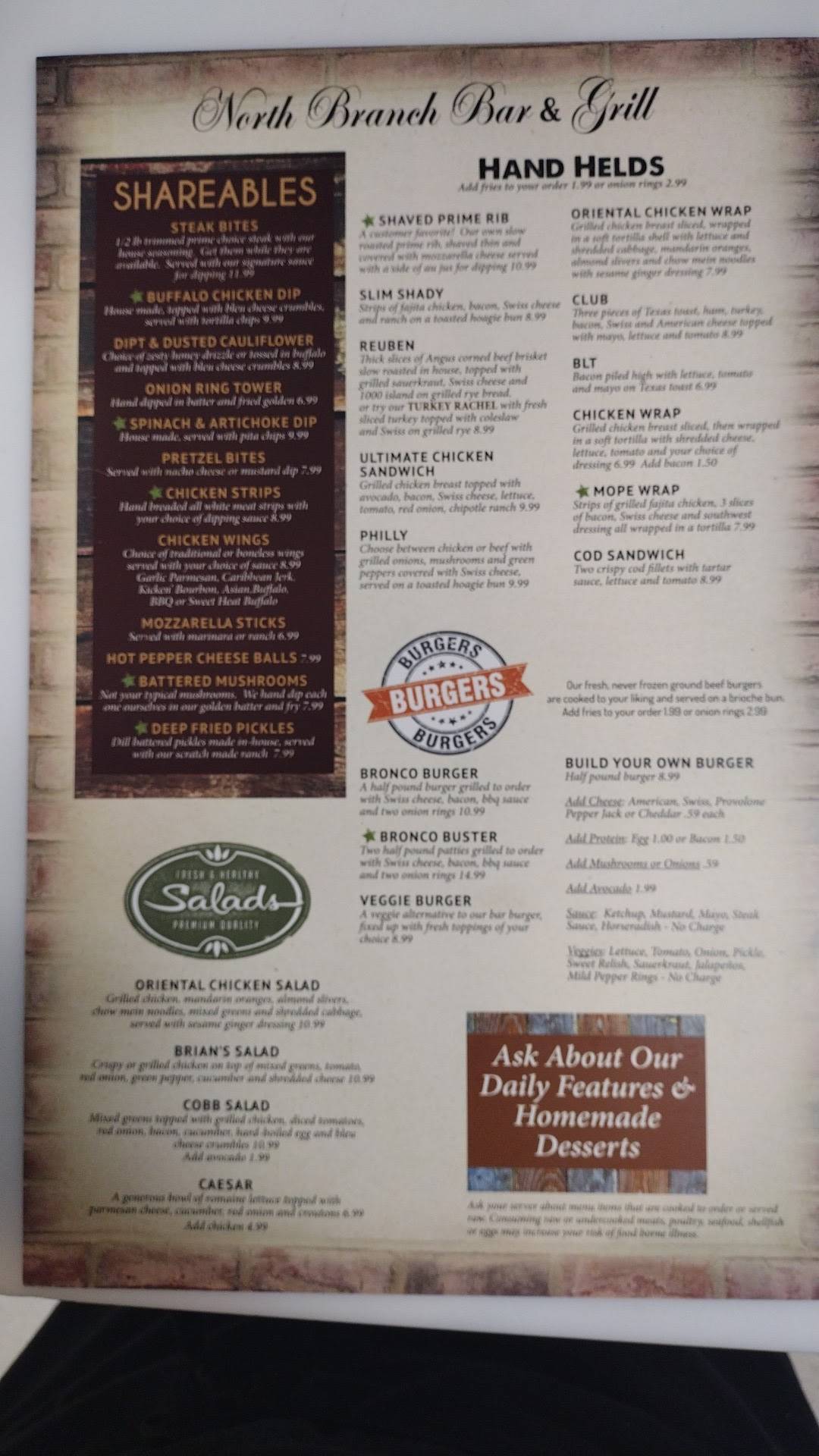 Menu at North Branch Bar & Grill, North Branch