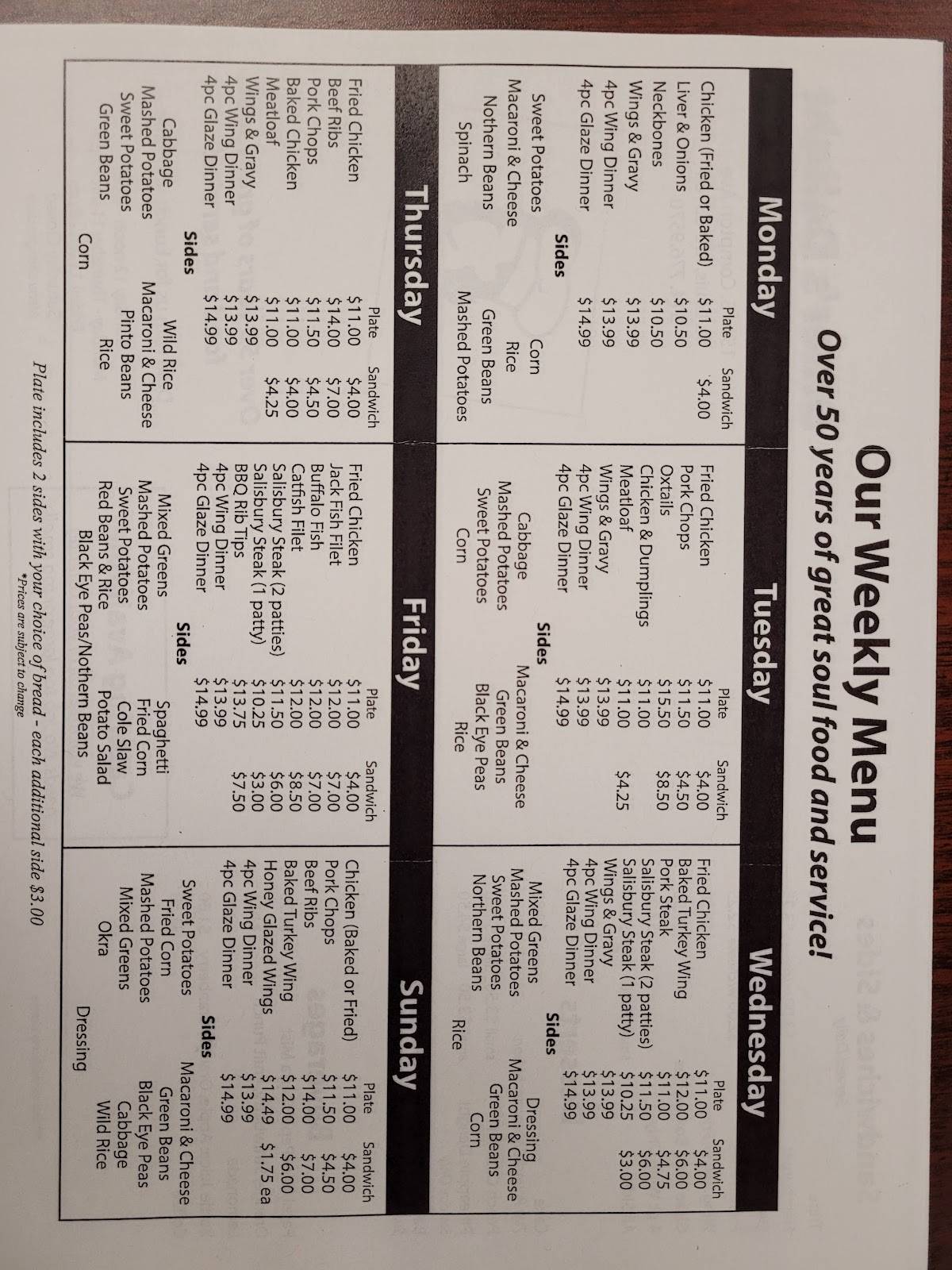 Menu at Diner's Delight restaurant, St. Louis