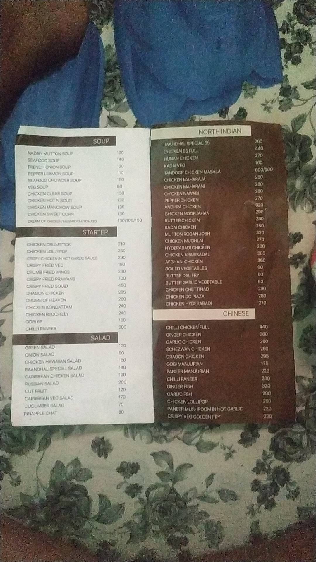 Menu at Raandhal Restaurant, Kannur