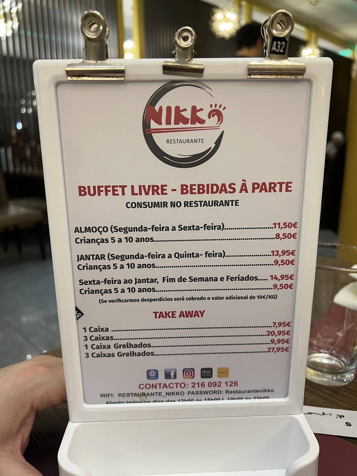 Menu em Restaurante NIKKO, Montijo, R. Vasco da Gama 274 A