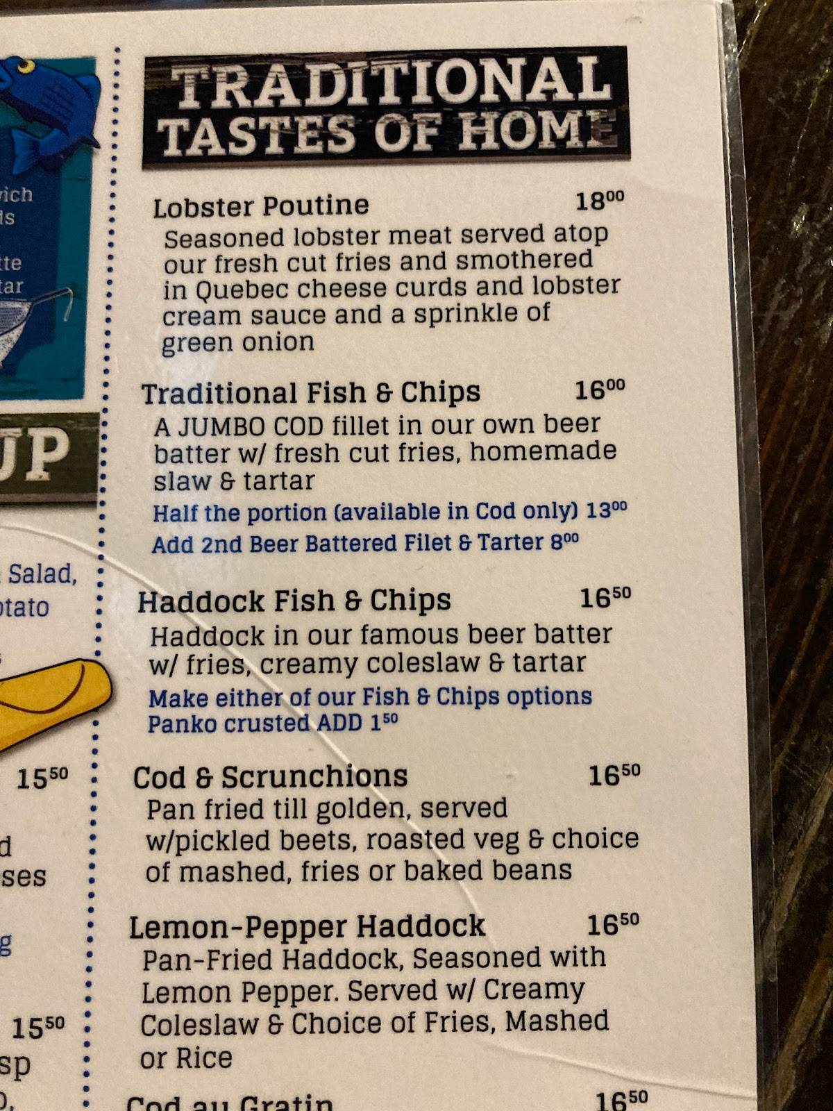 Menu at The Goofie Newfie pub & bar, Fergus