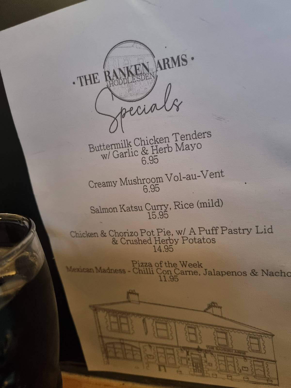 Menu at The Ranken Arms pub & bar, Darwen