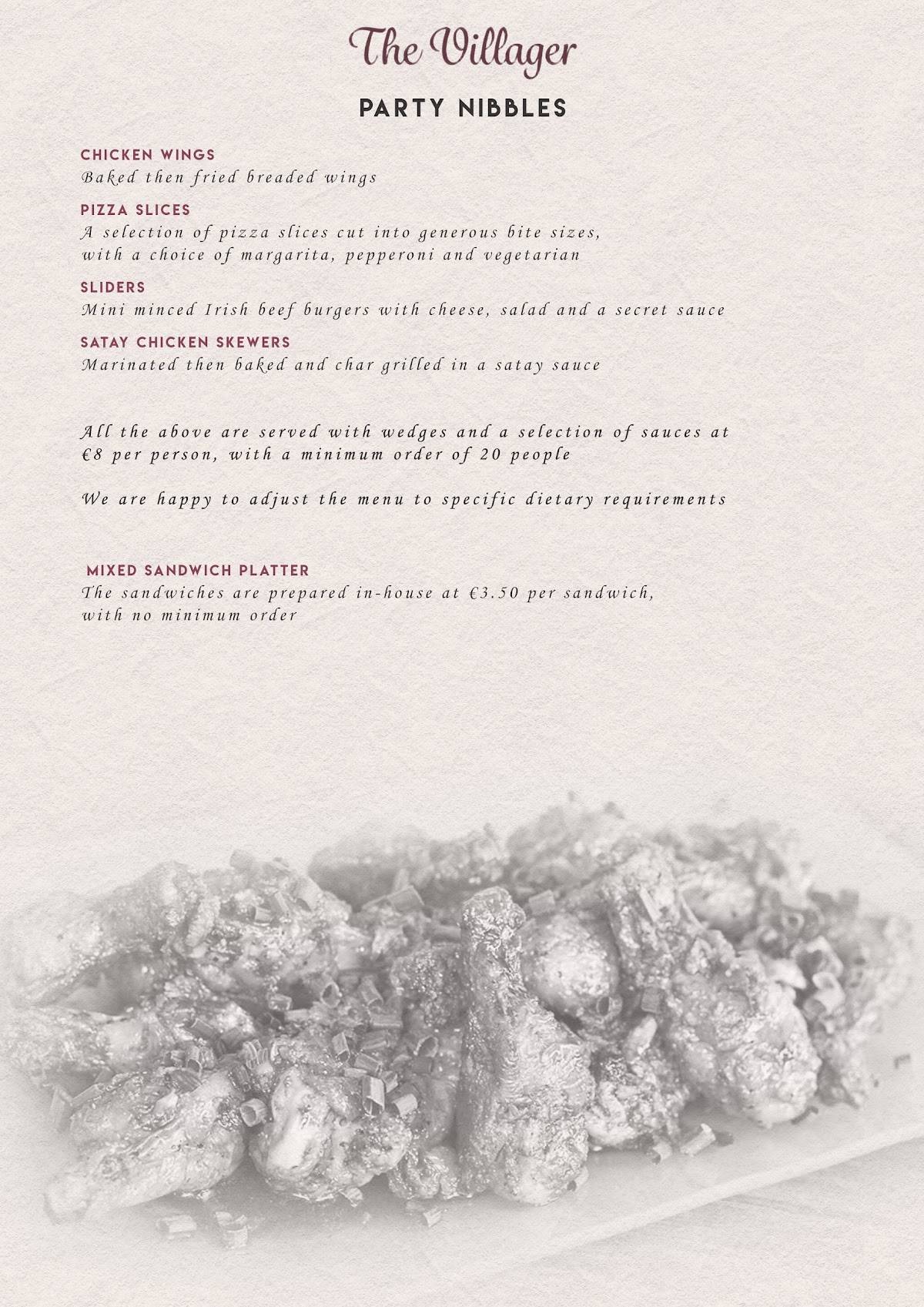 Menu at The Villager pub & bar, Dublin, 31 Main Street Chapelizod ...