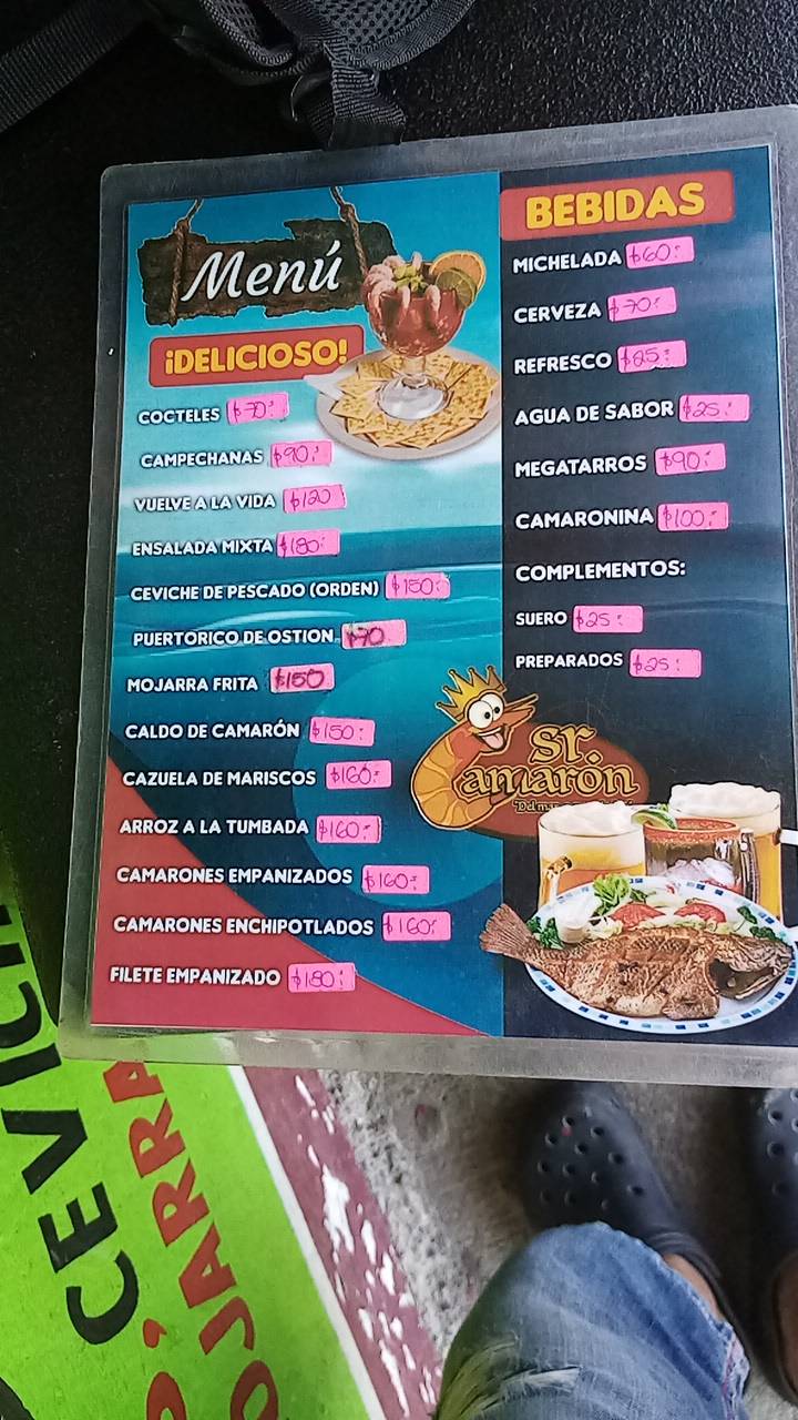 Carta del restaurante sr. camarón, Mexico