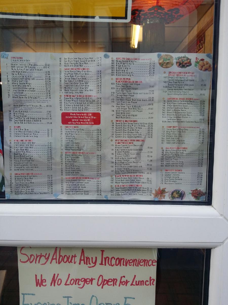 Menu at Chinese First fast food, Withernsea