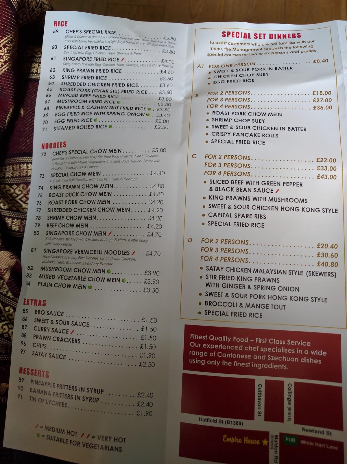 Menu at Empire House fast food, Witham