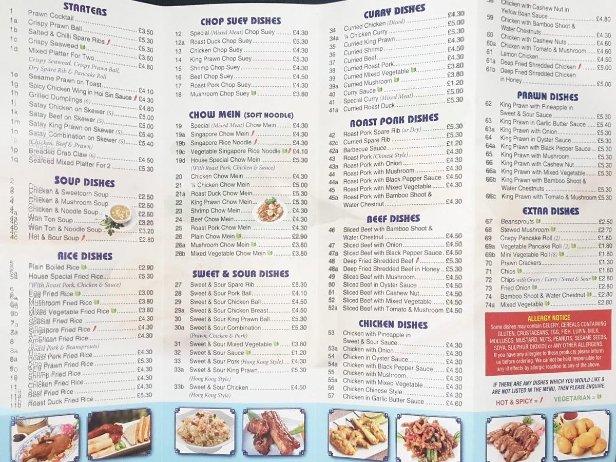 Menu at Chun Wah fast food, Ashford