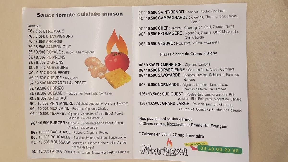 Menu at Ndjj Pizza pizzeria, Frontignan