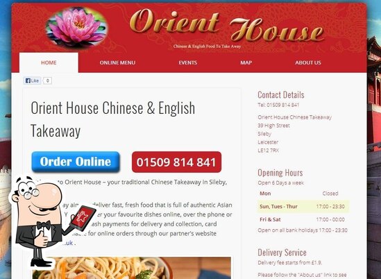 Carta de comida rápida Orient House, Loughborough