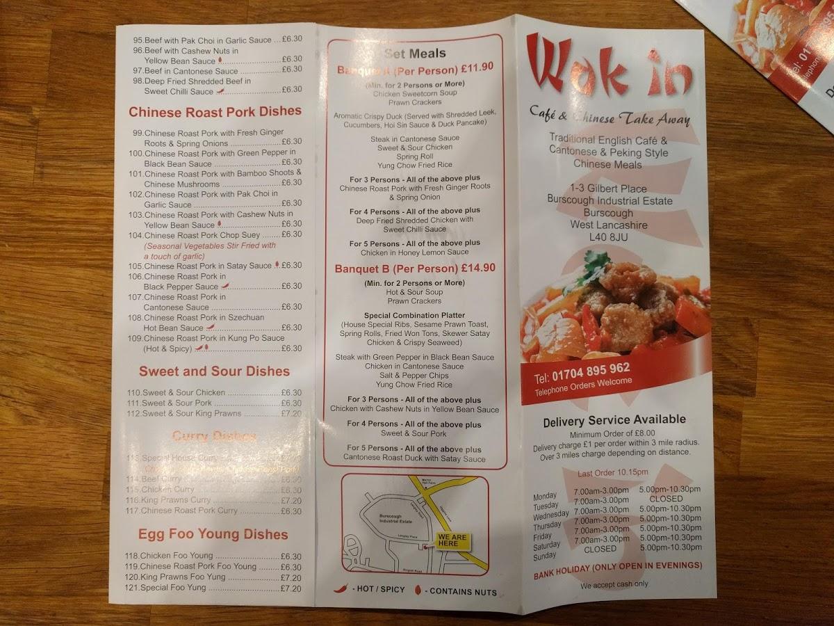 Menu at Wok Inn Burscough restaurant, Ormskirk
