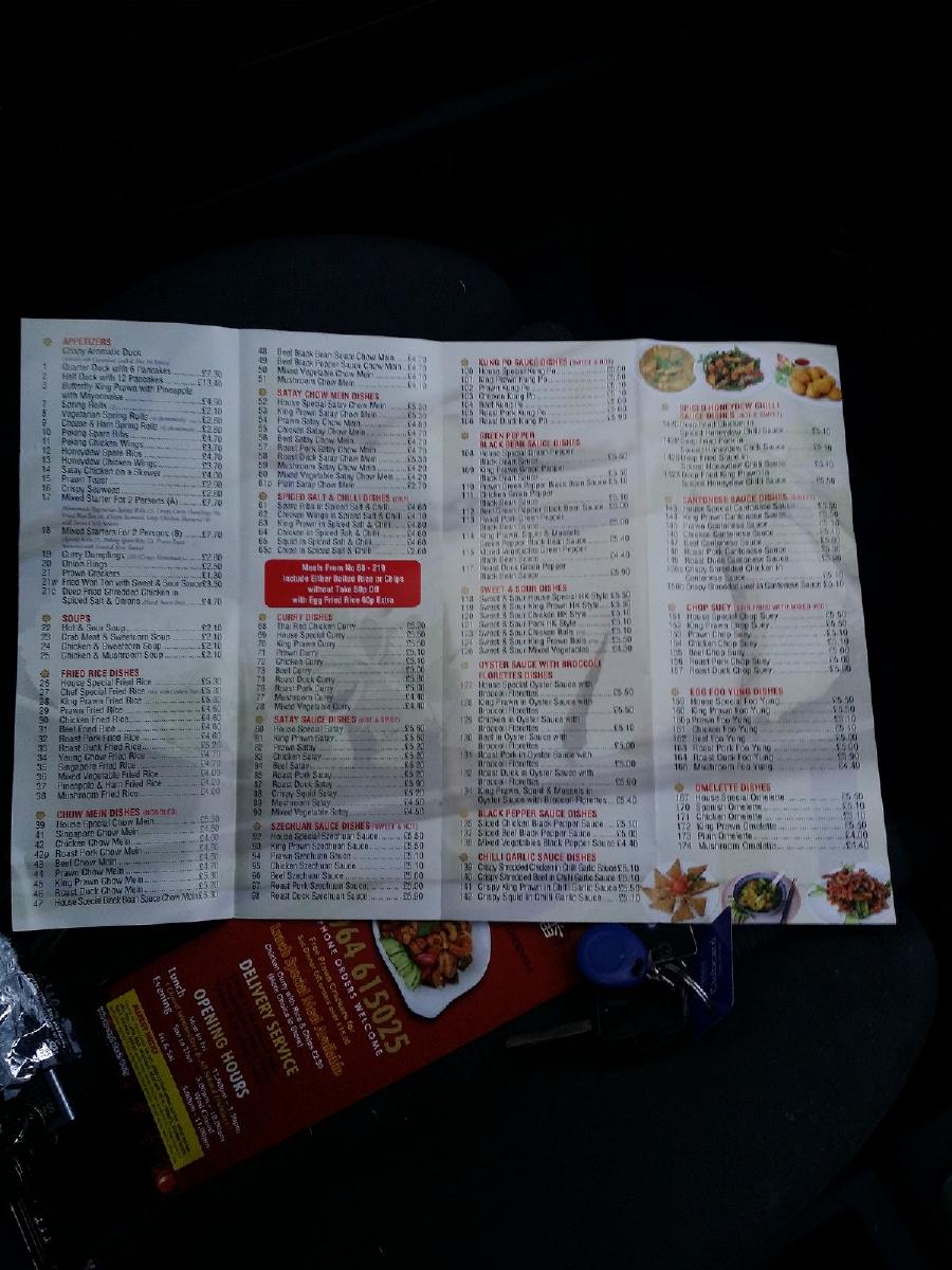 Menu at Chinese First fast food, Withernsea