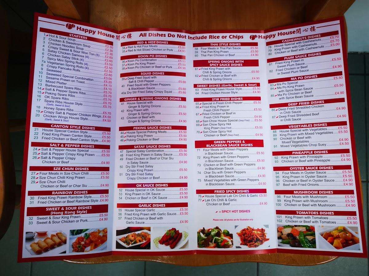 Menu at Happy House restaurant, Cheadle