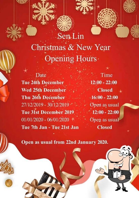 Menu at Sen Lin fast food, Carluke