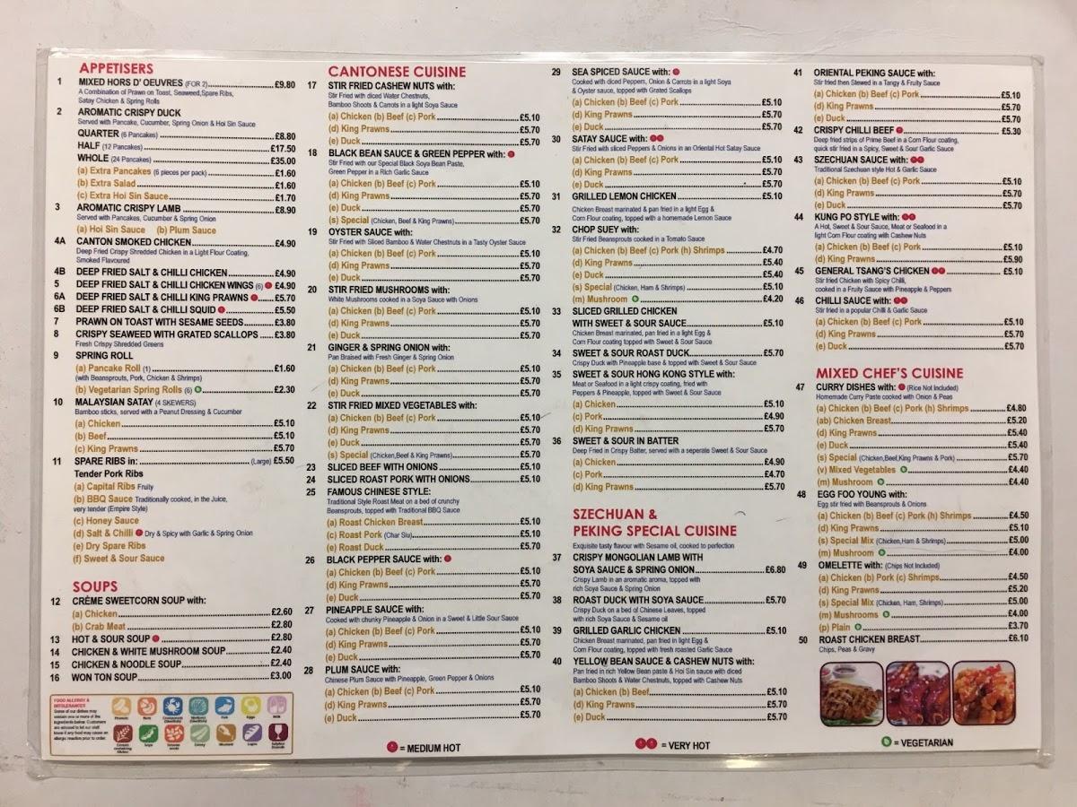 Menu at Empire House fast food, Witham