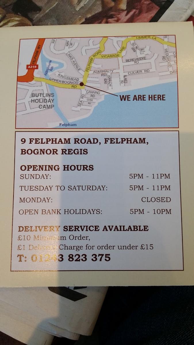 Menu at New Kam Too fast food, Bognor Regis