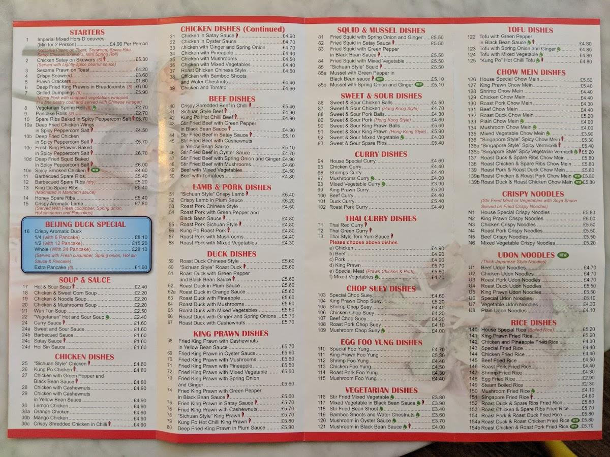 Menu at Great Wall fast food, Faversham