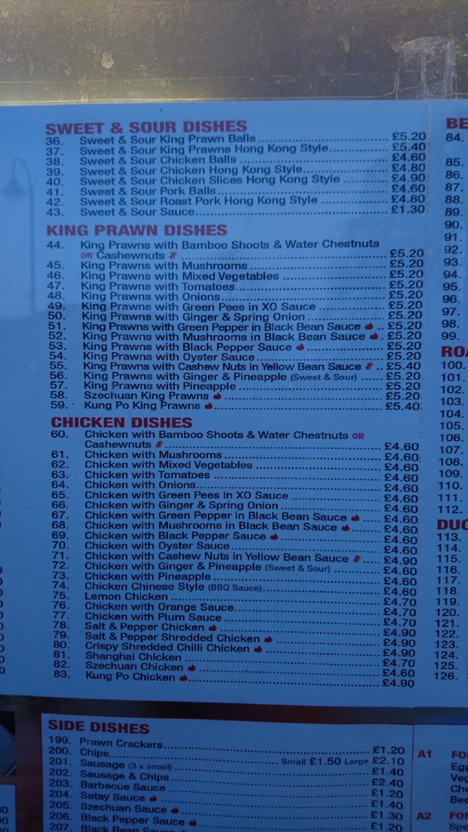 Menu at Happy Valley fast food, Trowbridge