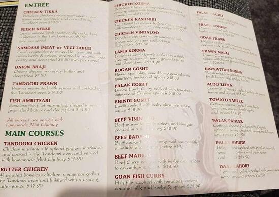 Menu at Shehnai Tandoori Indian Restaurant, Ocean Reef, 5a/76 ...
