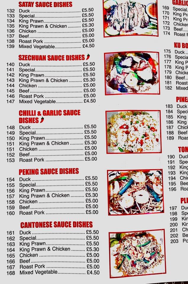 Menu at Liking restaurant, Sunderland
