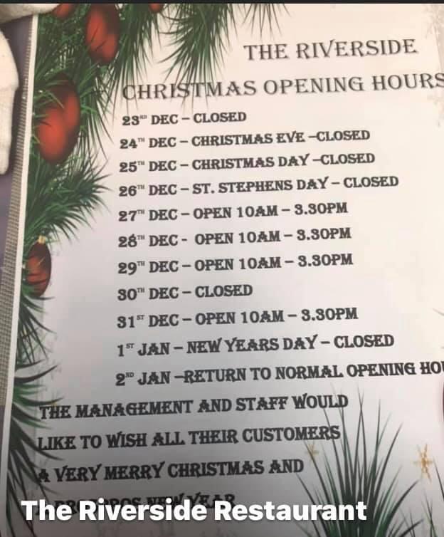 Menu at THE RIVERSIDE RESTAURANT, Croom, CROOM CIVIC CENTRE