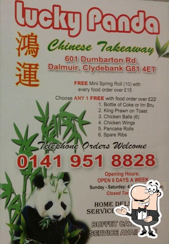 Menu at Lucky Panda restaurant, Clydebank