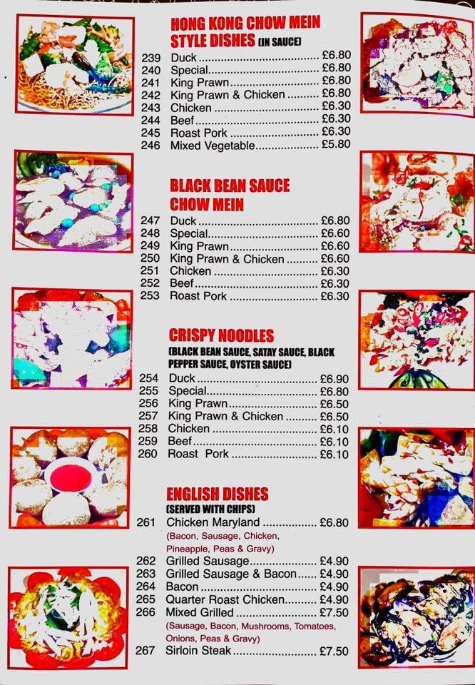 Menu at Liking restaurant, Sunderland