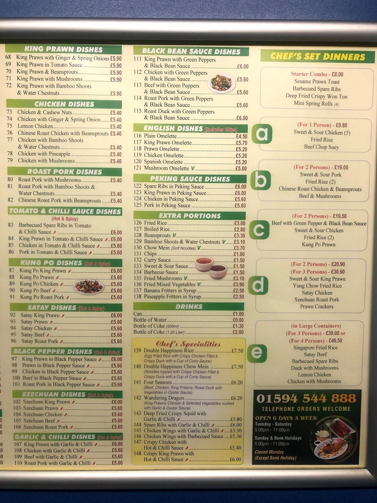 Menu at Golden Kitchen fast food, Mitcheldean