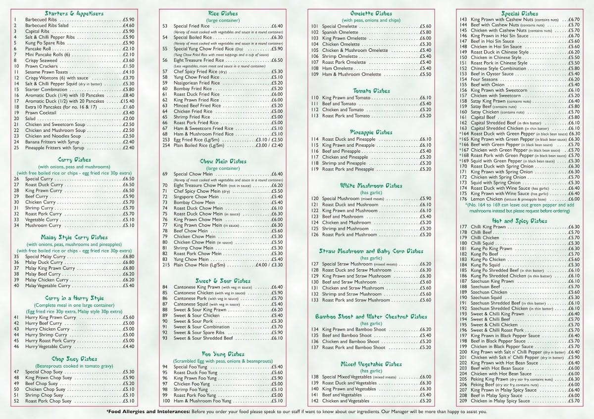 Menu at Lai Ying Court restaurant, King's Lynn