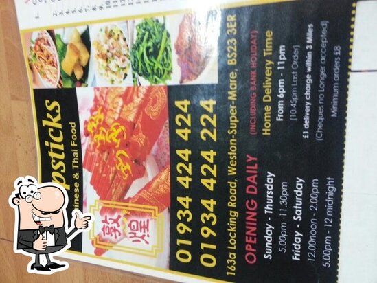 Menu at Chopsticks Takeaway restaurant, Weston-super-Mare