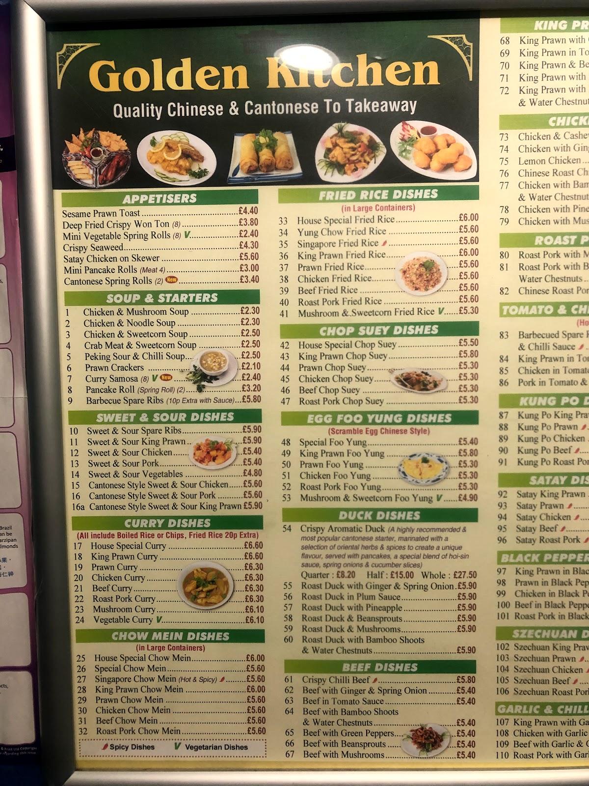 Menu at Golden Kitchen fast food, Mitcheldean