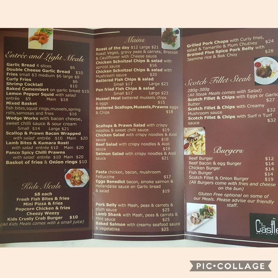 Menu at The Castle Bar & grill, Morrinsville