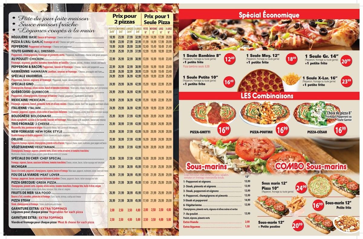 Menu au PIZZA GINO pizzeria, Vaudreuil-Dorion