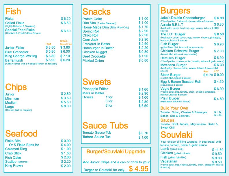Menu at Flakey Jakes Somerville fast food, Somerville