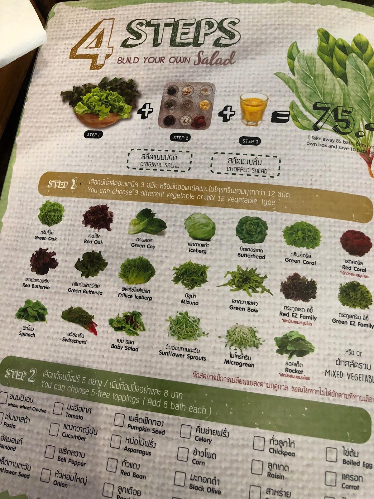 Menu at Ohkajhu Organic Restaurant, Bangkok, Soi Chulalongkorn 64