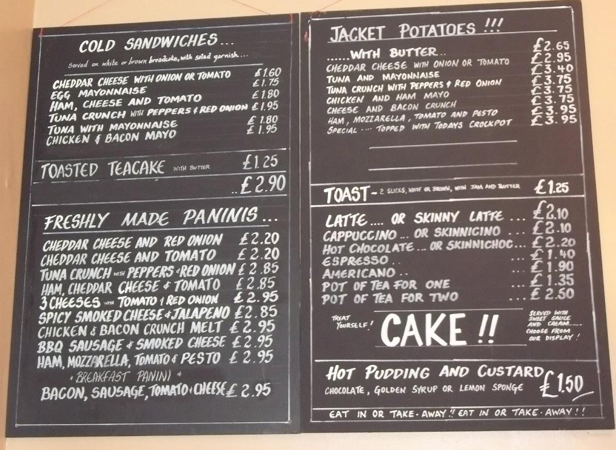 Menu at Vera's Coffee Shop, Braithwell