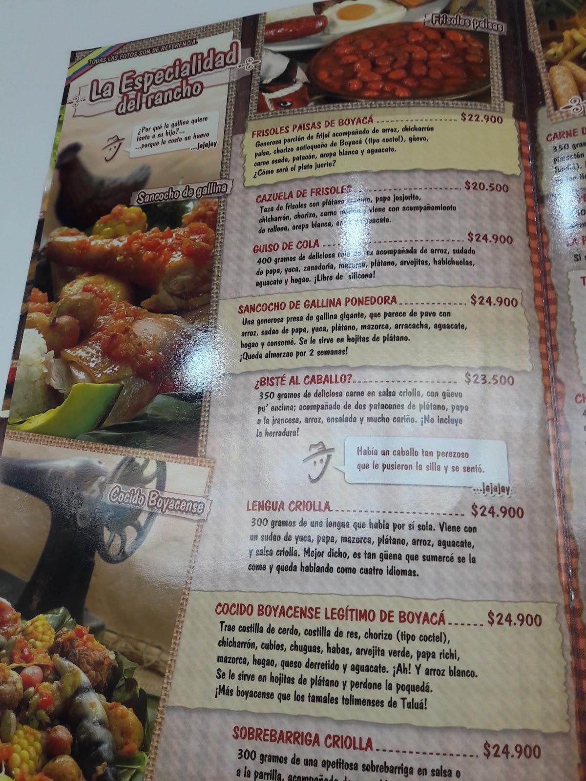 Carta de Don JEDIONDO "Sopitas Y Parrilla", Cúcuta