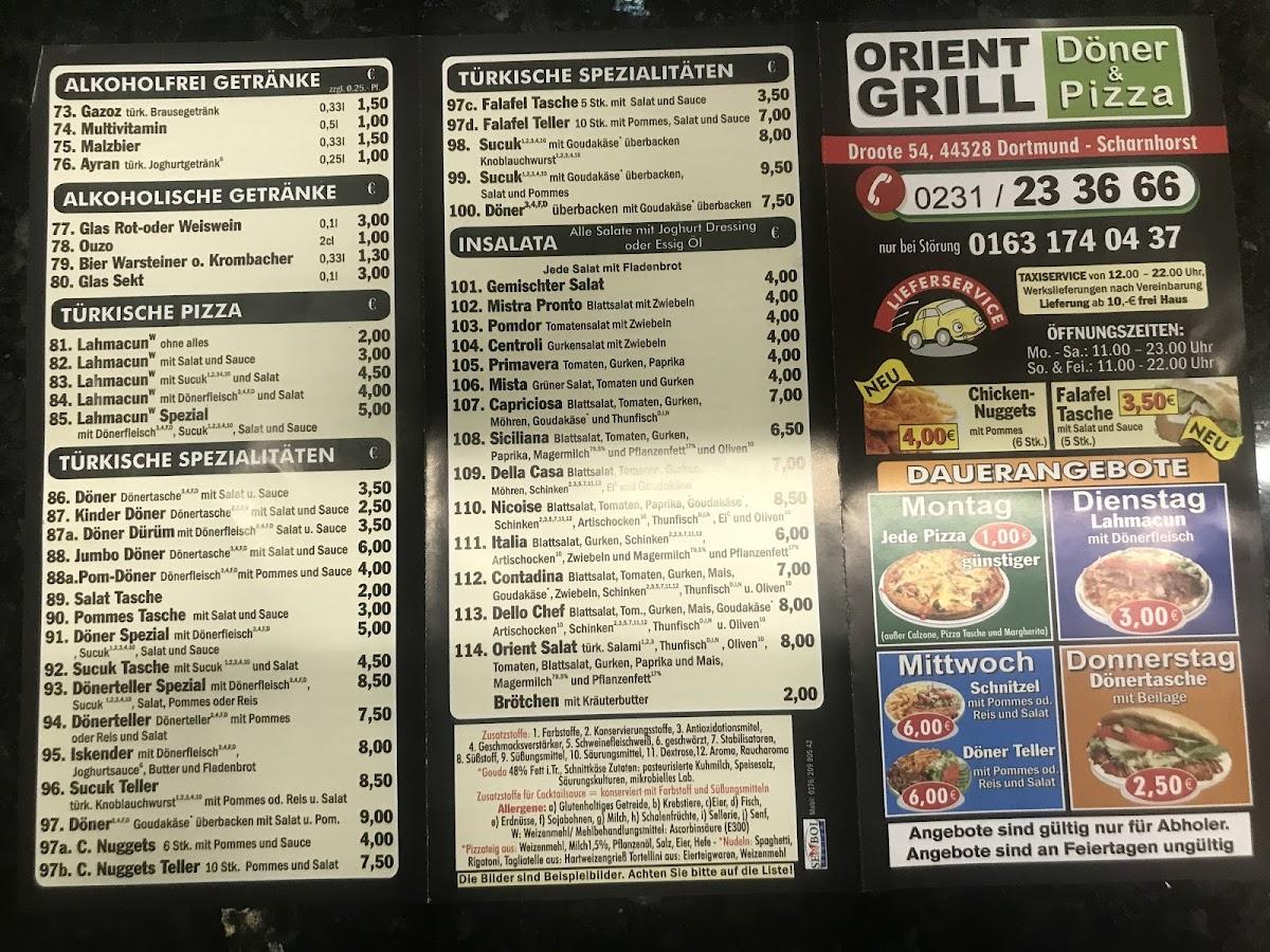 Speisekarte von Orient Grill pub & Bar, Dortmund