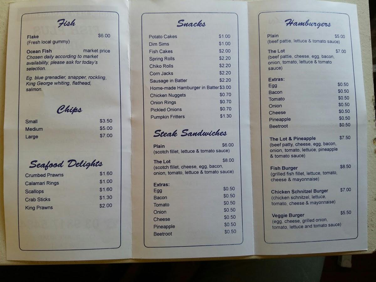 Menu at Fish Plus - Fish and Chips fast food, Kew East
