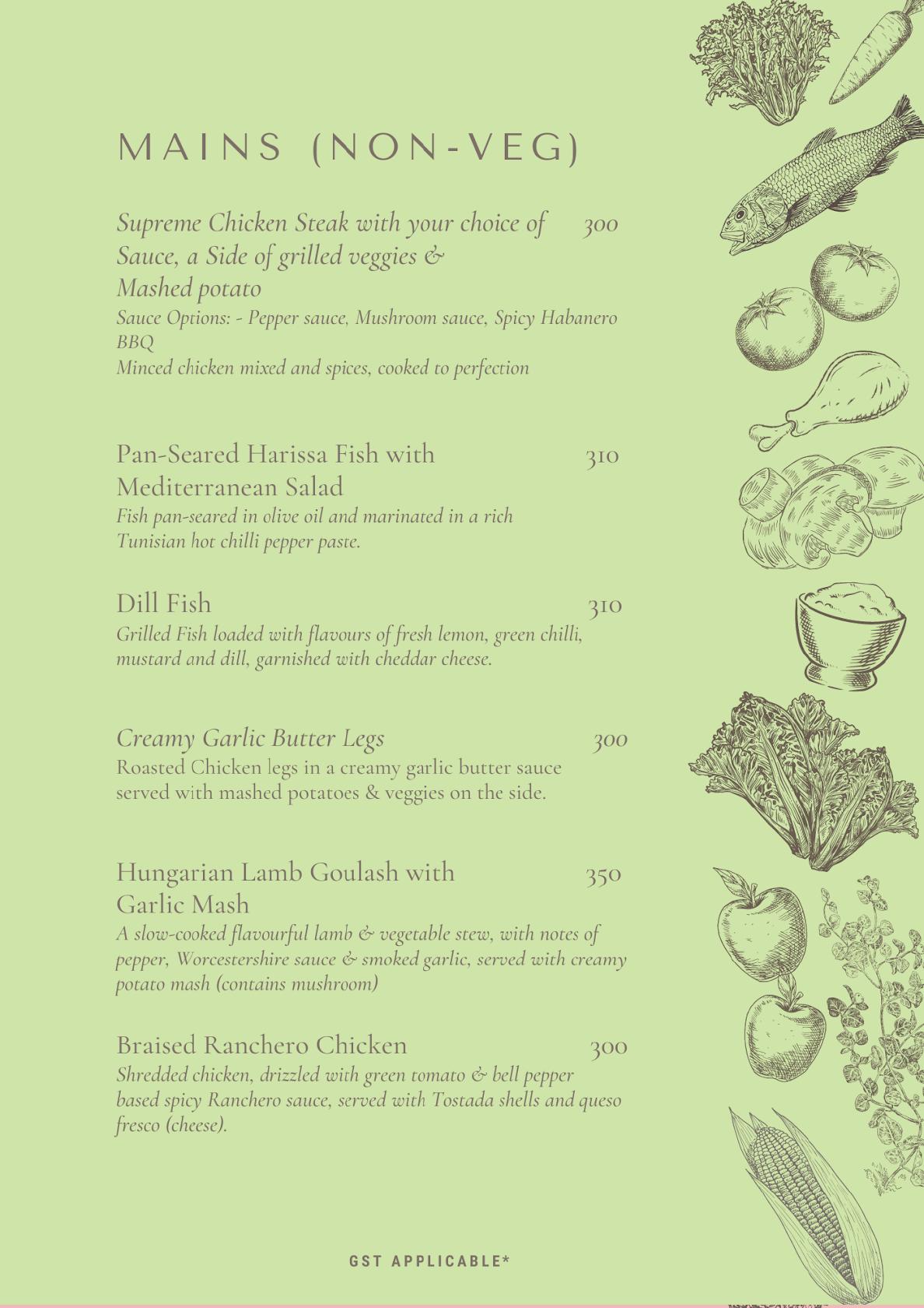 Menu at Infuso, Mumbai